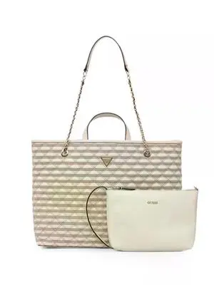 Guess Giully Quilted Striped Tote Bag - Neutrals