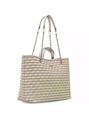 Guess Quilted Striped Tote Bag With Chain Strap