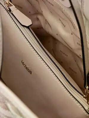 Guess Quilted Striped Tote Bag With Chain Strap