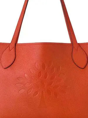 Mulberry Tree Grain Leather Large Tote Bag - Orange