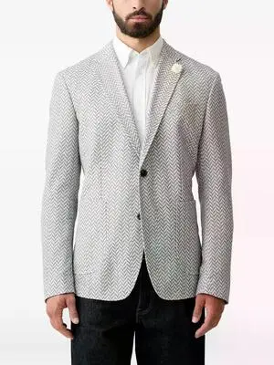 JOOP! Herringbone-pattern Notch-lapels Blazer - White
