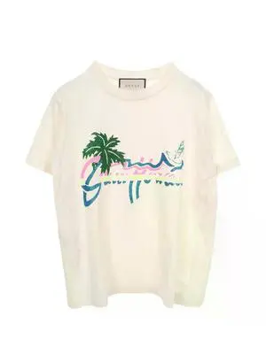 Gucci 2010s Hawaii Logo T-shirt - Neutrals