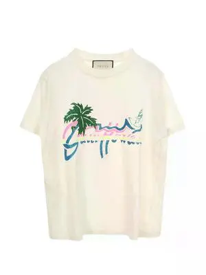Gucci 2010s Hawaii Logo T-shirt - Neutrals