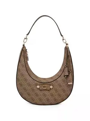 Guess Monogram-print Curved Tote Bag - Brown