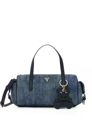 Guess Logo-plaque Bear-charm Tote Bag - Blue