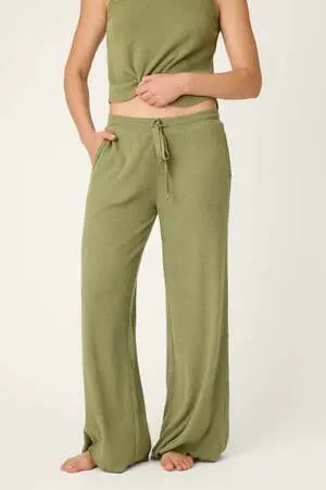 PJ Salvage Soft Olive Rib Knit Lounge Pants