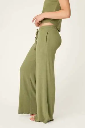 PJ Salvage Soft Olive Rib Knit Lounge Pants