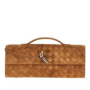 Bottega Veneta Andiamo' Suede Leather Clutch - Beige