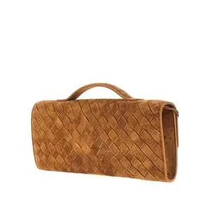 Bottega Veneta Andiamo Suede Leather Clutch - Beige