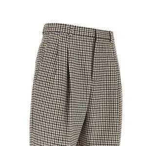 Emporio Armani Check Tweed Pleated Wide Leg Pants