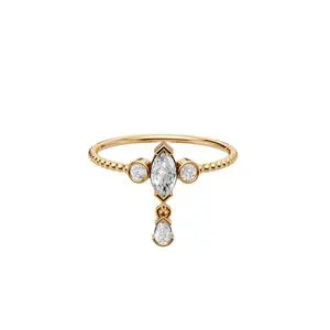 AYA FINE JEWELRY Wren Marquise & Pear Lab Grown Diamond Beaded Stacking Ring – 14k Gold - Yellow