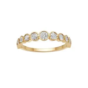 AYA FINE JEWELRY Round Graduated Bezel Set Lab Diamond Eternity Anniversary Ring - Yellow