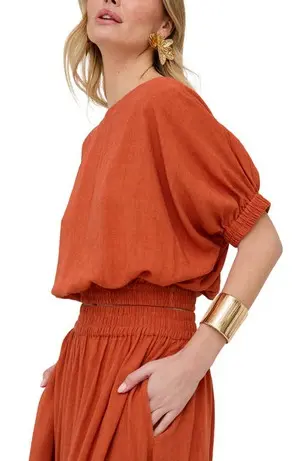 RAFFYA Poppy Boat Neck Top