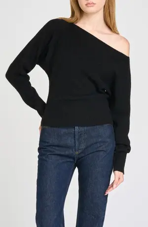 WAYF Annelisa Boatneck Sweater - Black