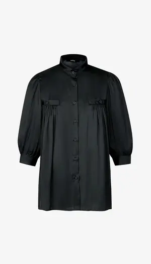 Smythe Shirred Pocket Blouse - Black