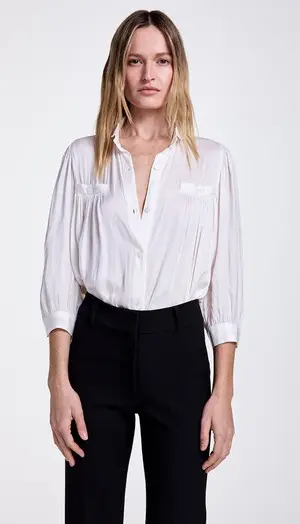 Smythe Shirred Pocket Blouse - Ivory