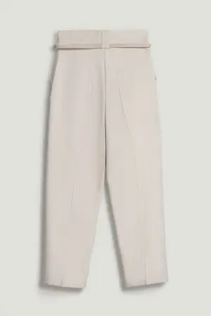 NOCTURNE Belted Pleat Front Tapered Trousers - Ivory