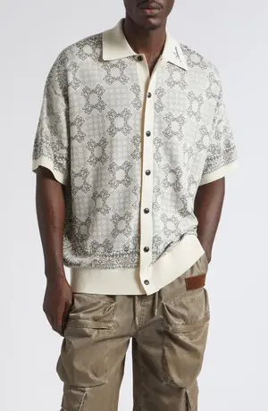 Amiri Ma Quad Check Cotton Piqué Cardigan - Alabaster