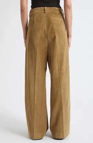 RÓHE Pleated Corduroy Trousers - Beige