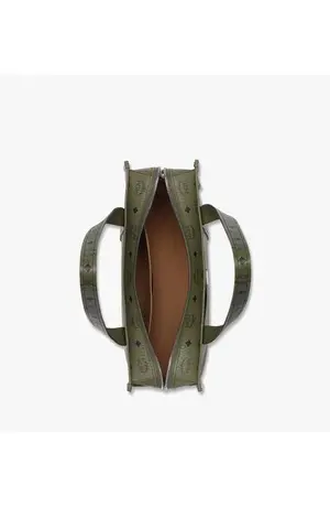 Mcm Large Visetos Monogram Tote Bag - Khaki Moss