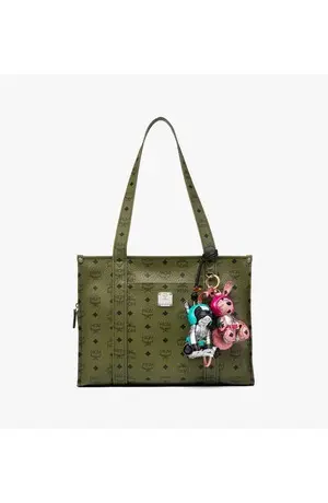 Mcm Large Visetos Monogram Tote Bag - Khaki Moss