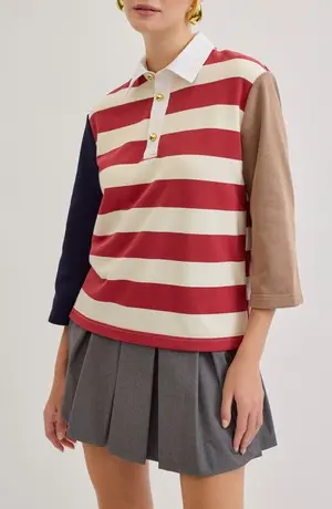 MAUDE CLUB Oliver Colorblock Striped Rugby Shirt