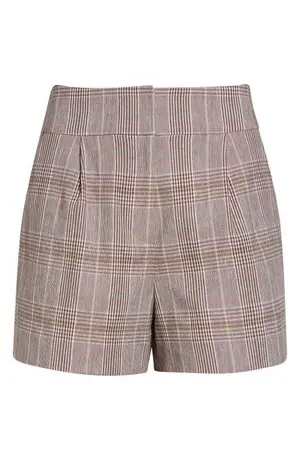 Veronica Beard Haina Plaid Pleated Shorts - Raisin Multi