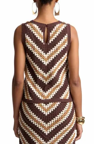 Avec Les Filles Chevron Crochet Sleeveless Top
