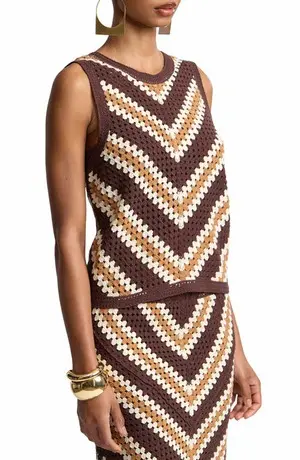 Avec Les Filles Chevron Crochet Sleeveless Top