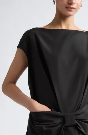 Simone Rocha Boxy Satin Top With Oversized Bow Detail - Black