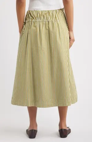 DAMSON MADDER Striped Volume Midi Skirt - Basil
