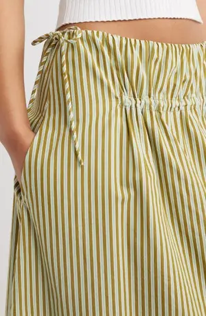 DAMSON MADDER Striped Volume Midi Skirt - Basil