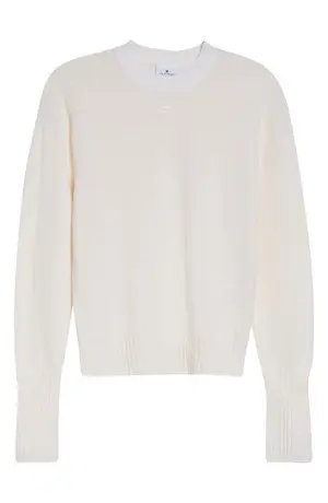 COURREGES Fitted Merino Lambswool Sweater With Embroidered Logo