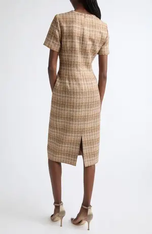 St. John Artisanal Weave Tweed Midi Dress