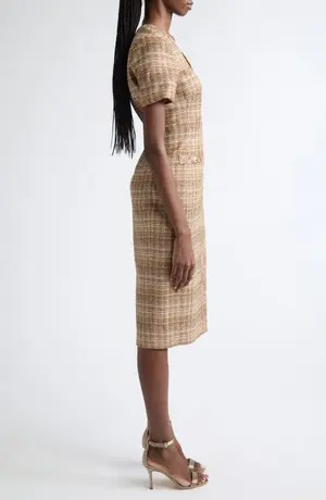 St. John Artisanal Weave Tweed Midi Dress
