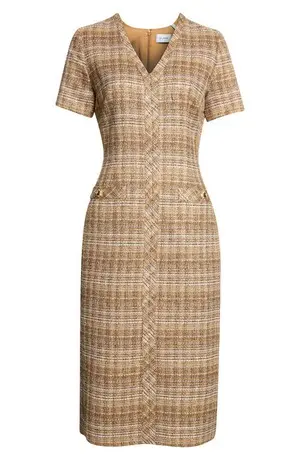 St. John Artisanal Weave Tweed Midi Dress