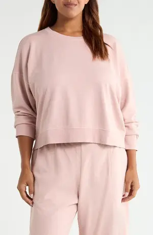 Eileen Fisher Organic Cotton Crop Sweatshirt - Opal