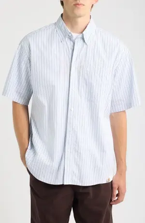 Carhartt Work In Progress Keene Stripe Short Sleeve Cotton Poplin Button-up Shirt