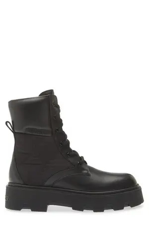Moncler Aurea Lace-up Leather Bootie