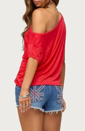 EDIKTED Amora Semisheer One-shoulder Top
