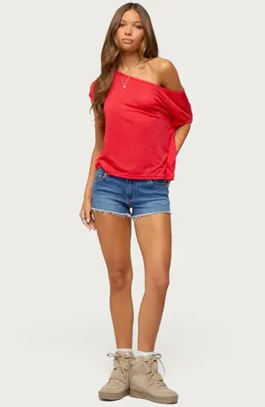EDIKTED Amora Semisheer One-shoulder Top