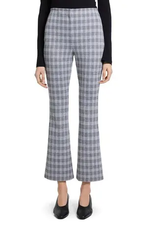 Theory Kick Flare Pants In Plaid - Grey Multi
