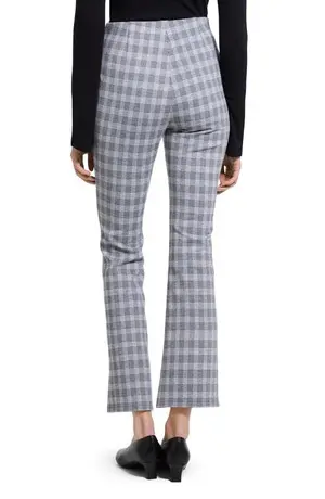 Theory Kick Flare Pants In Plaid - Grey Multi