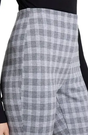 Theory Kick Flare Pants In Plaid - Grey Multi