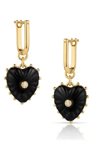 THATCH Isabel Amazonite Heart Drop Earrings - Onyx