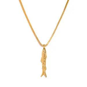 GIRLS CREW 18k -plated Fish Pendant Necklace With Cubic Zirconia - Gold