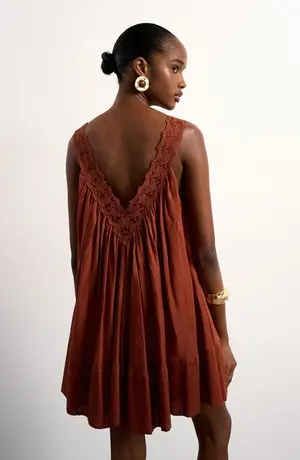 Topshop Sleeveless Lace Trim Mini Dress