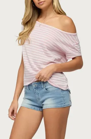EDIKTED Chanelle Stripe One-shoulder Top