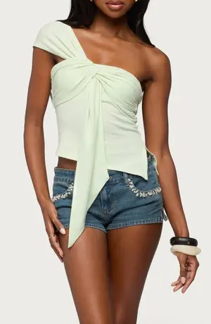 EDIKTED Zoie Draped Tie Shoulder Top