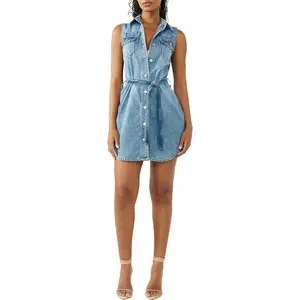 True Religion Georgia Sleeveless Denim Minidress - Bare Glow